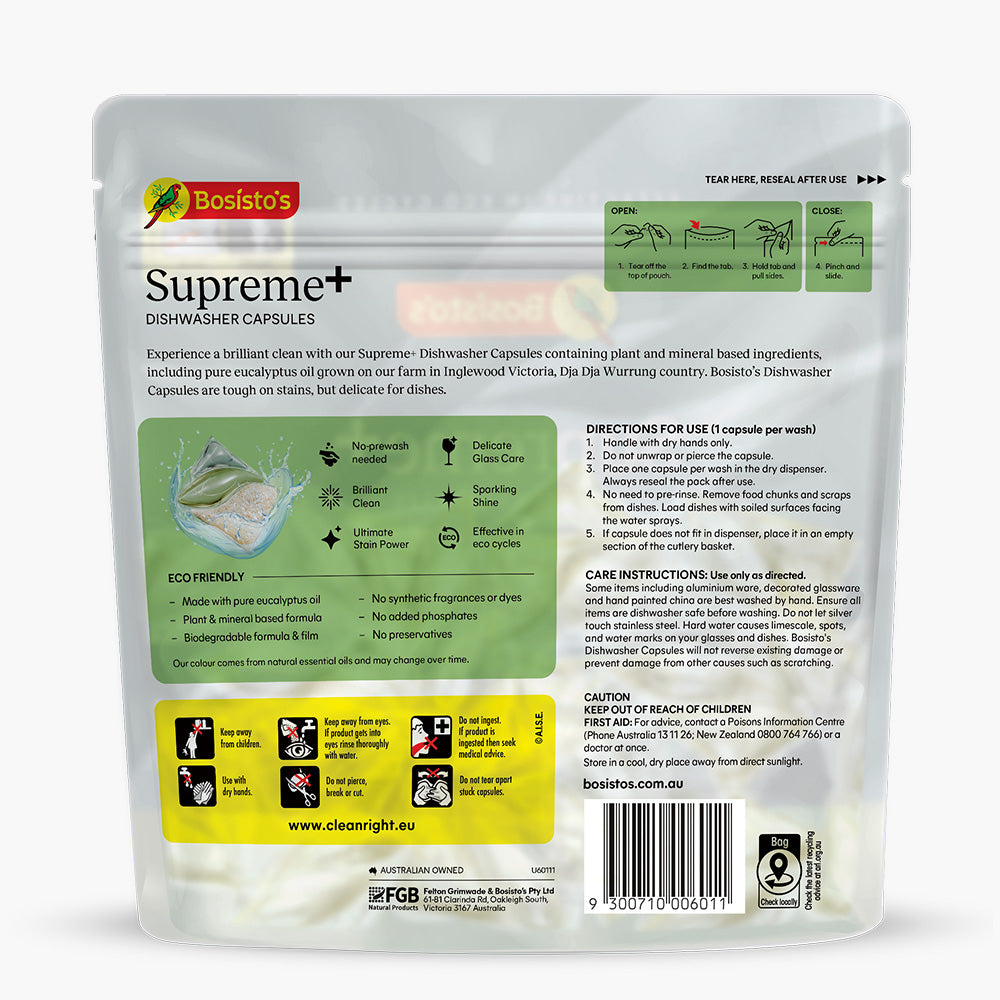 Supreme+ Dishwasher Capsules | Powerful Clean with Plant-Based Care
